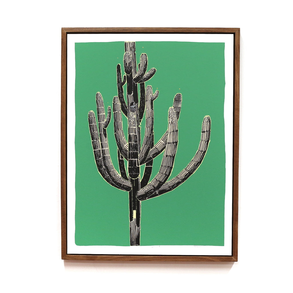 Framed Saguaro Sketch by Andy Brow – Practical Art