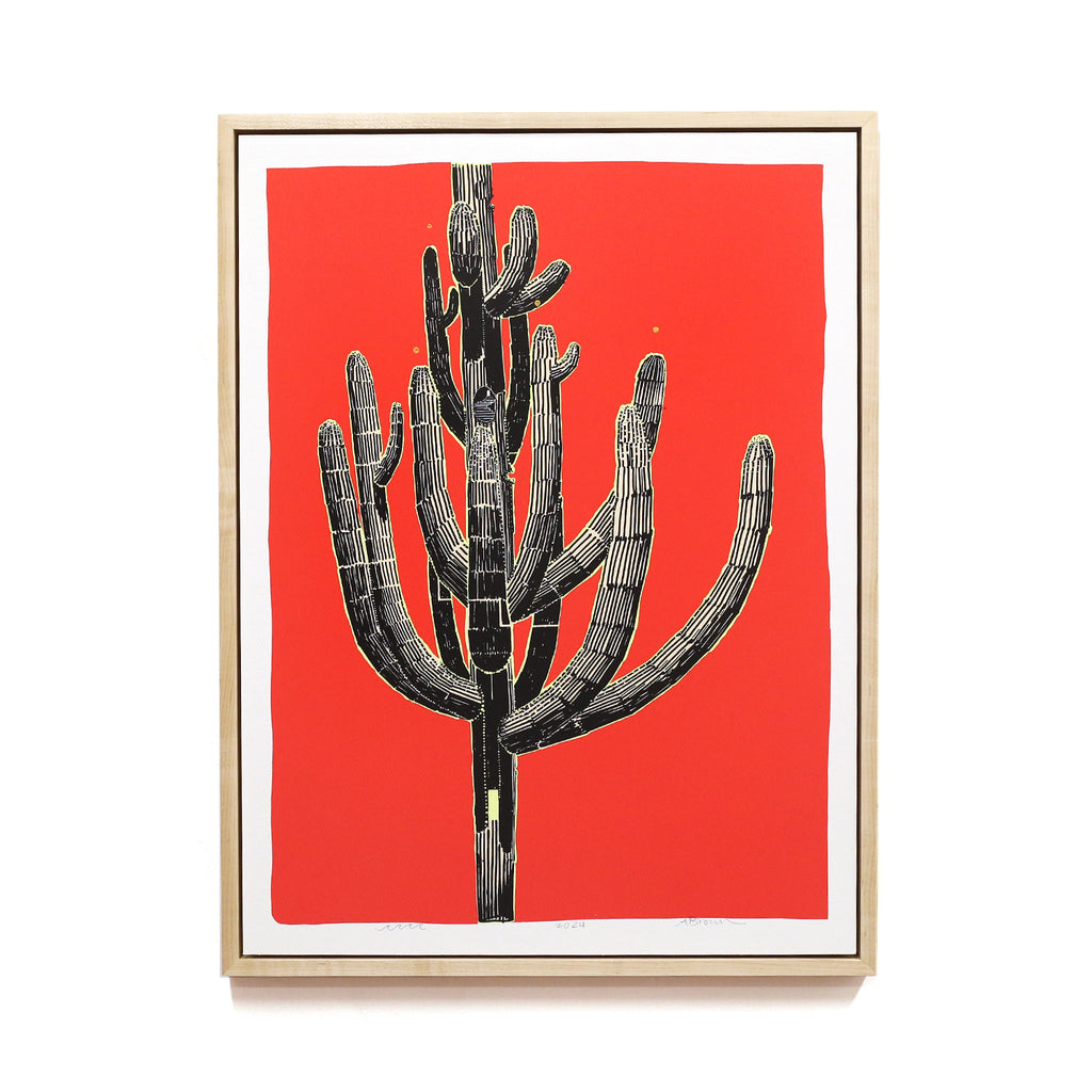 Framed Saguaro Sketch by Andy Brow – Practical Art