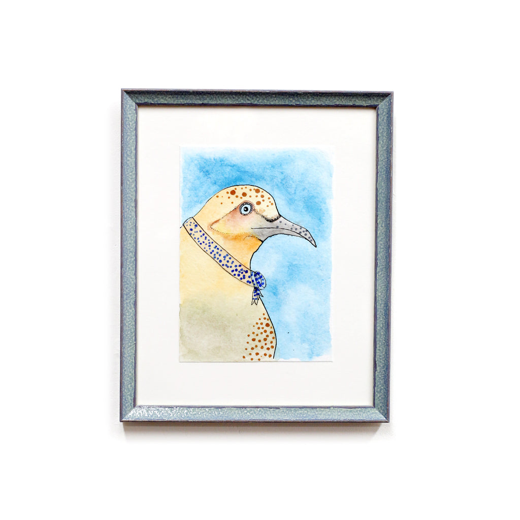 Bird in Blue Polka Dot Scarf by Rebecca Blume Rothman – Practical Art