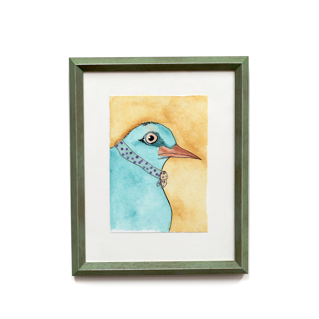 Bird in Purple Polka Dot Scarf by Rebecca Blume Rothman – Practical Art